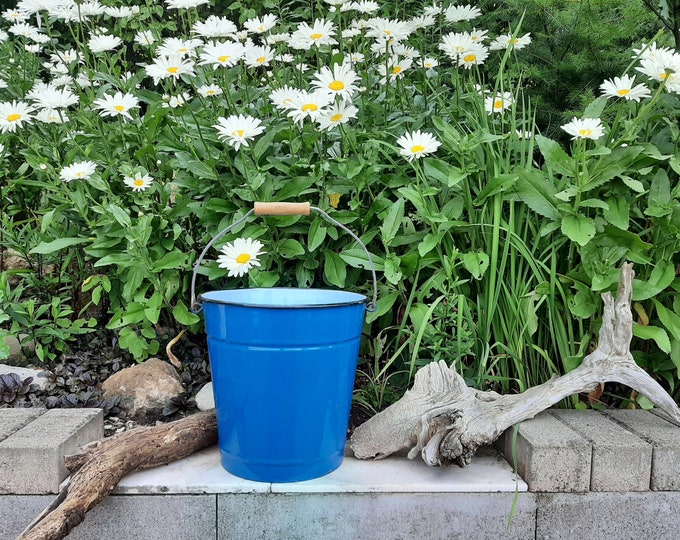 RARE! Antique Blue Large Enamel Bucket*water Bucket*kitchen Bucket ...