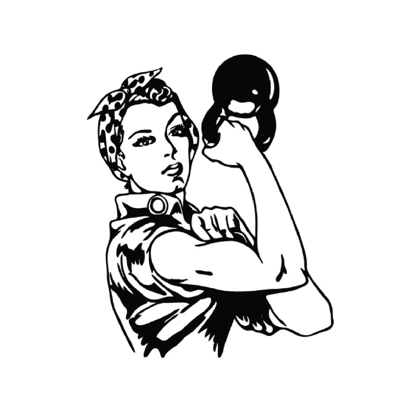 SVG Rosie the Riveter With Kettlebell, Instant Download SVG File - Etsy