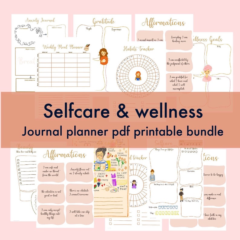 Wellness Planner, Self Care Journal Printable, Anxiety, Mood Habit ...