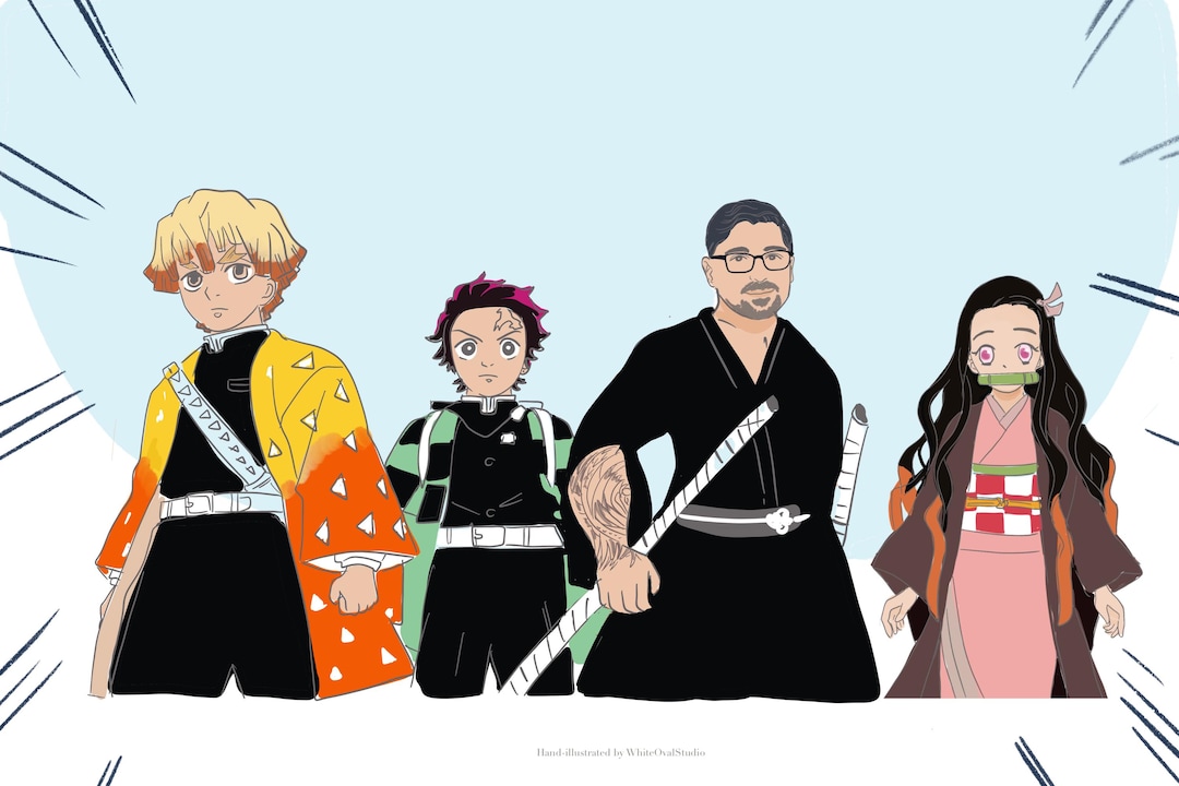 Anime Manga Custom Portrait, Demon Slayer Anime Art, Anime Gift ...