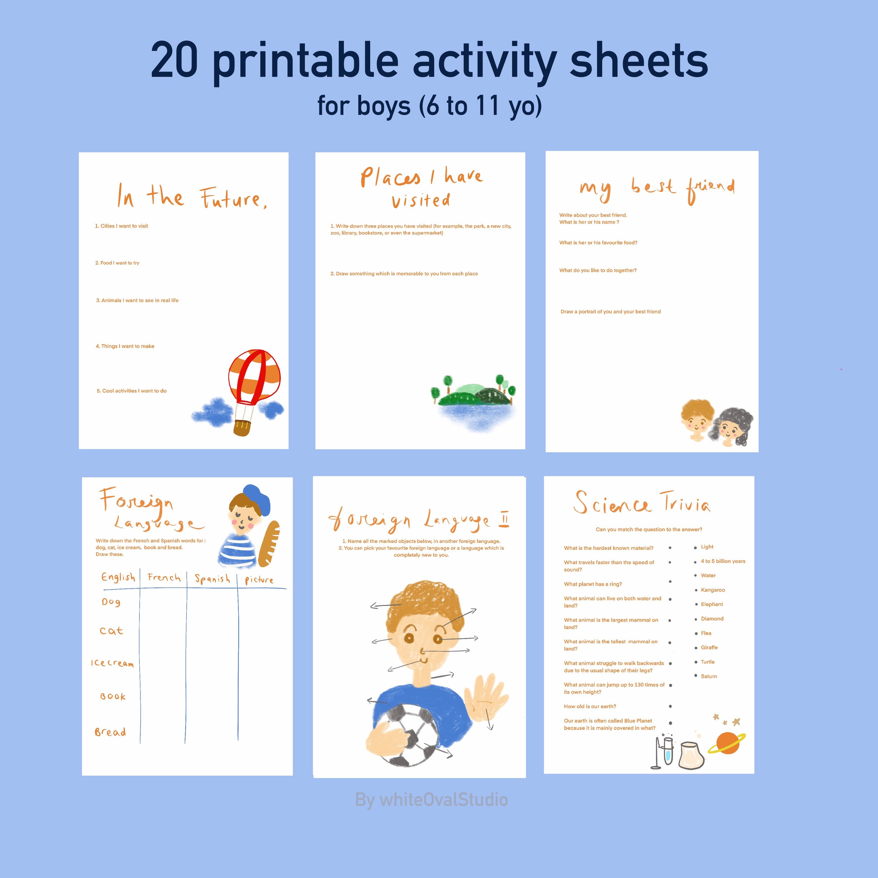 Children Activity Printable, Personalized, Journal, Workbook, Home ...