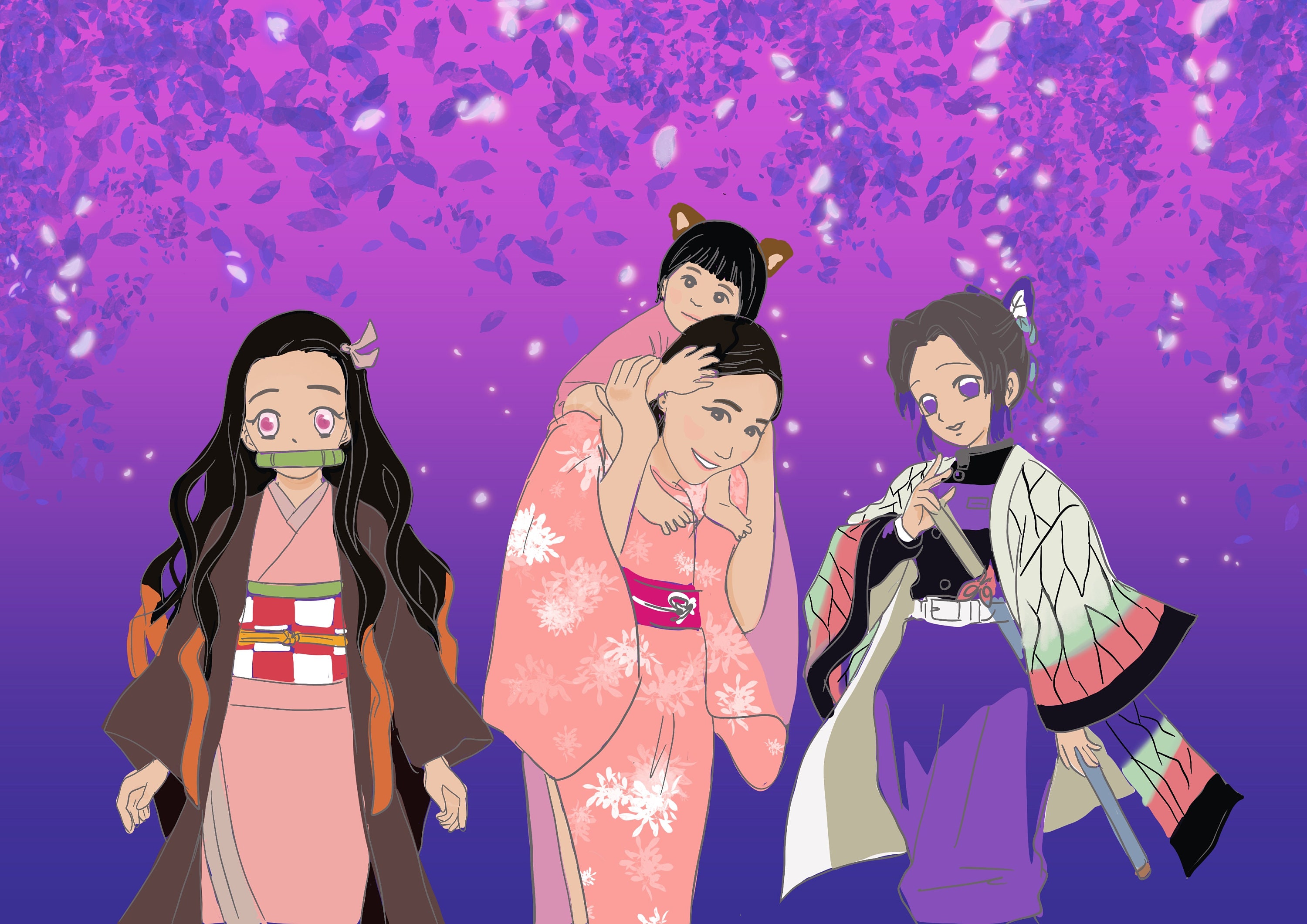 Demon Slayer Custom Portrait, Anime Art, Anime Gift, Custom ...