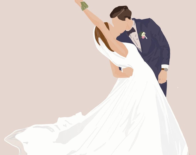 Custom Faceless Portrait, Custom Illustration, Couple Portrait, Wedding ...