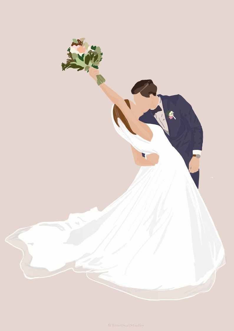 Custom Faceless Portrait, Custom Illustration, Couple Portrait, Wedding ...
