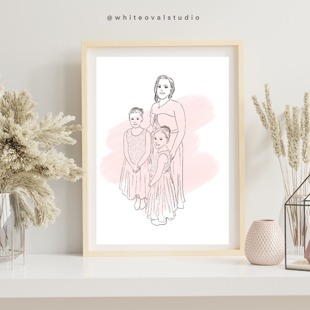 Line Art Portrait Godmother Gift, Personalized Portrait Custom Portrait ...