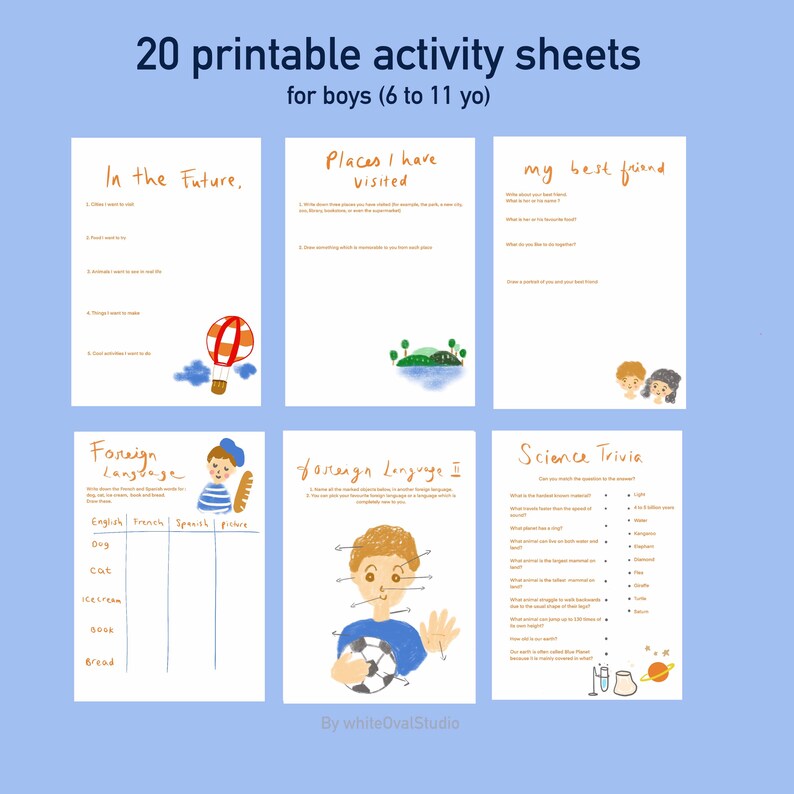 Custom Journal Printable , Activity Sheets, Workbook , Homeschool ...