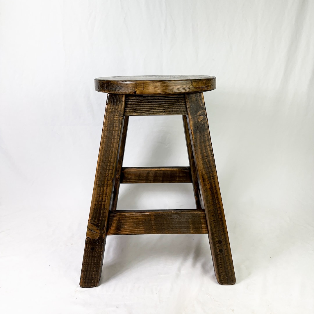 Bitterroot Round Seat Barstool Rustic Counter Stool Solid Wood Bar ...