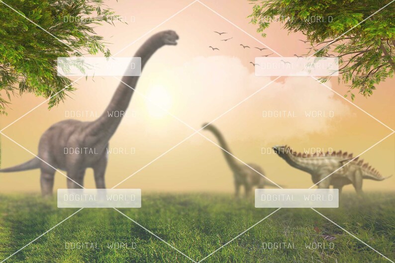 Dinosaur Digital Background Chasing Dinosaurs Backdrop Scary | Etsy
