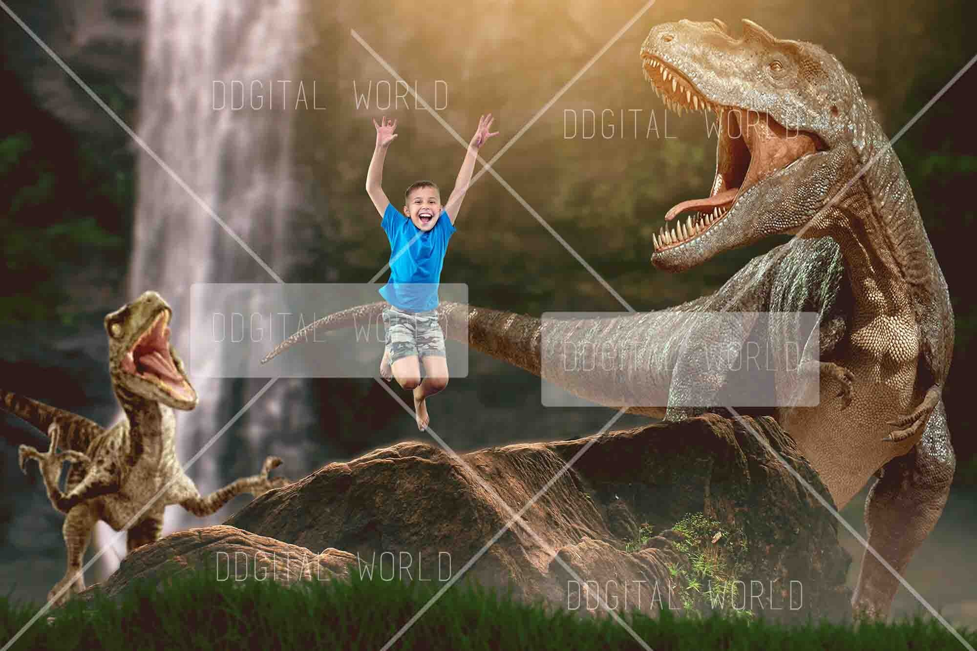 Dinosaur digital background chasing dinosaurs backdrop scary | Etsy