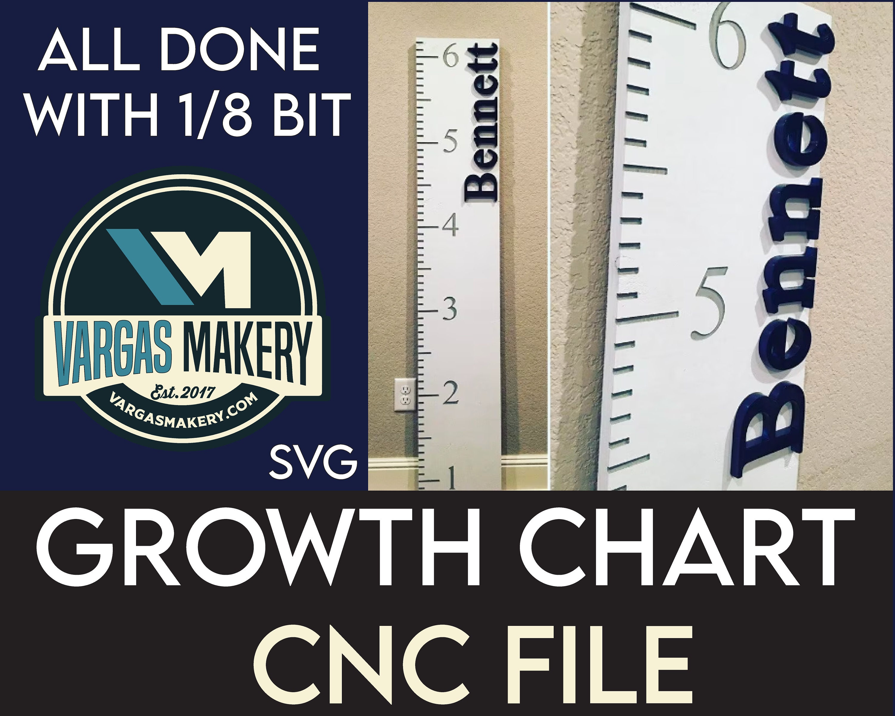 Growth Chart - CNC File - Inches Ruler Template - Etsy
