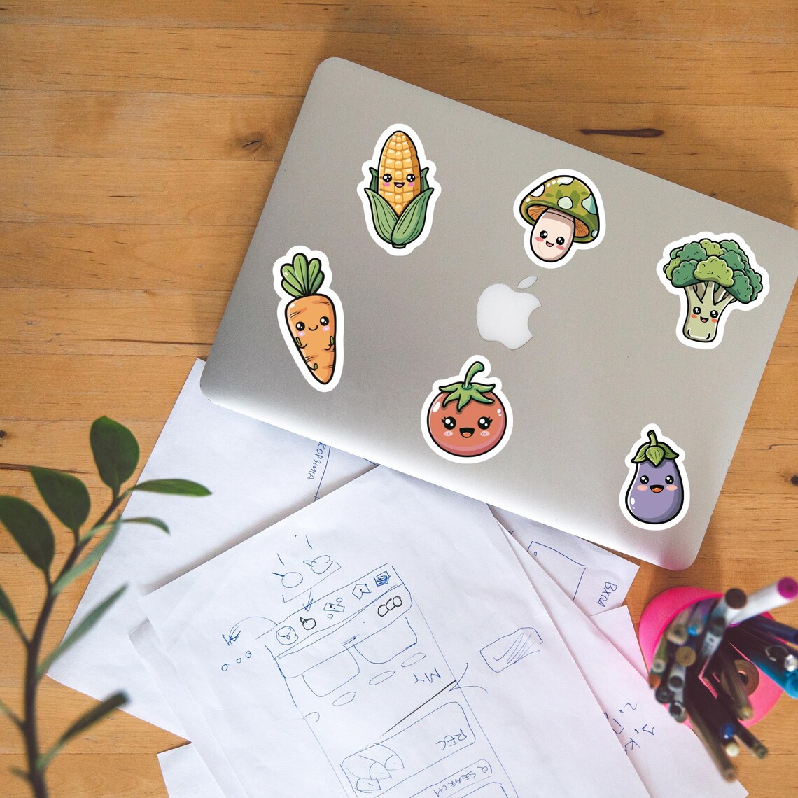Kawaii Vegetable Stickers Pack Food-themed Planner Stickers Adorable ...
