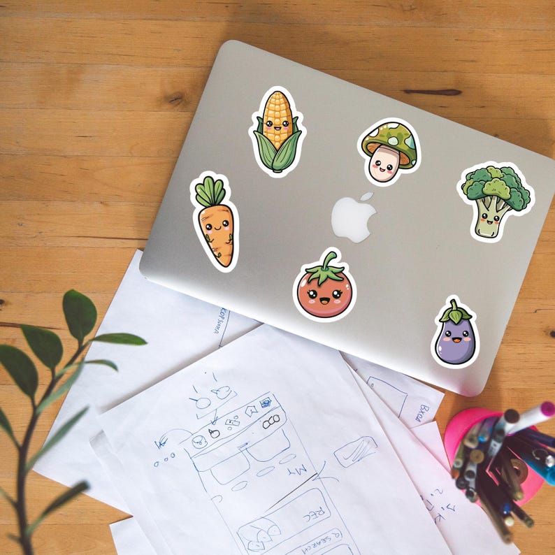 Kawaii Vegetable Stickers Pack Food-themed Planner Stickers Adorable ...