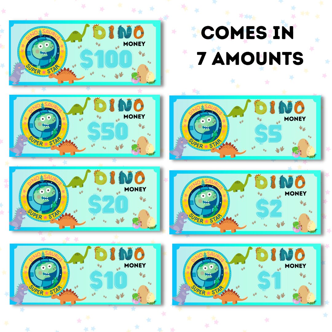 Printable Dinosaur Kids Pretend Play Money - Etsy