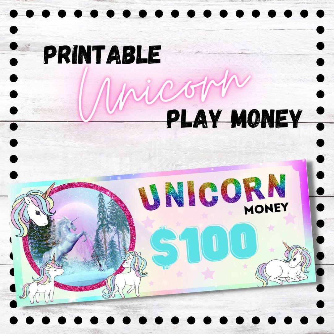 Printable Unicorn Kids Pretend Play Money - Etsy