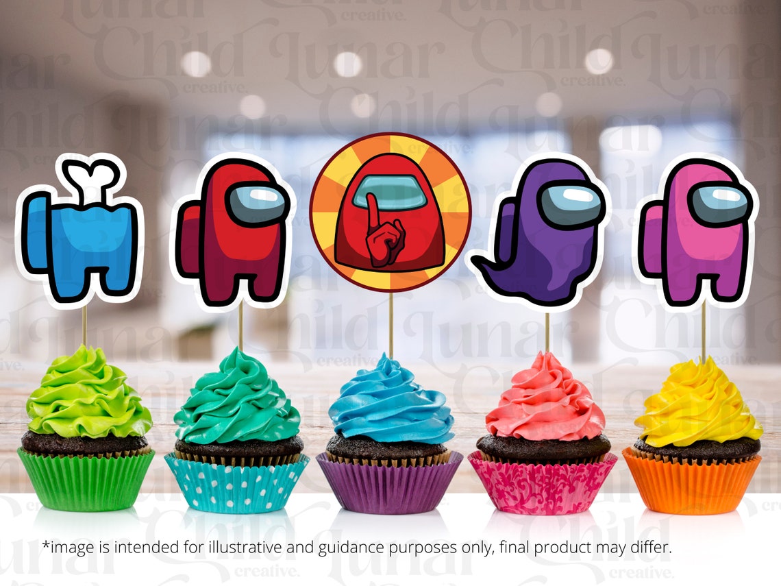 Among Us Cupcake Topper Sticker Party Decoration Instant - Etsy UK