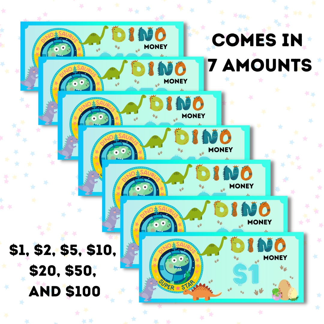 Printable Dinosaur Kids Pretend Play Money - Etsy