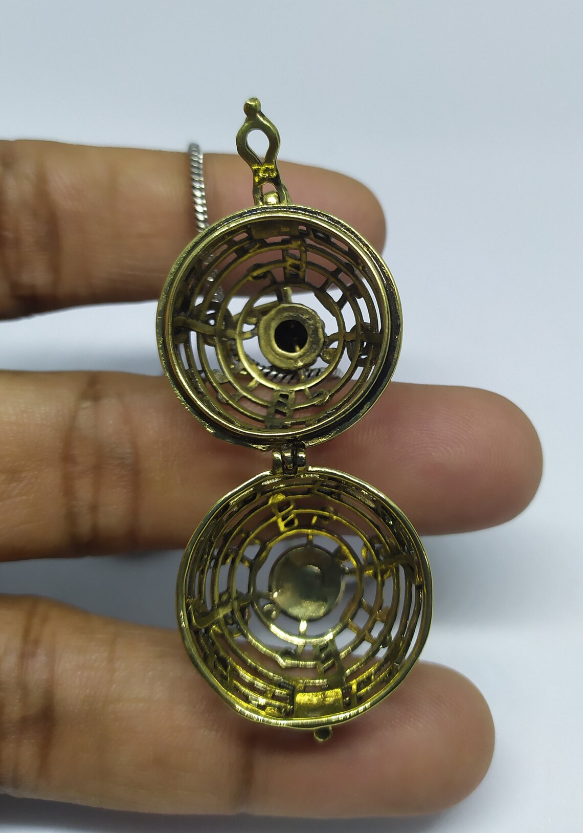 Brass Pendant, Stone Cage Locket Pendant, Round Shape. Good for Gem ...