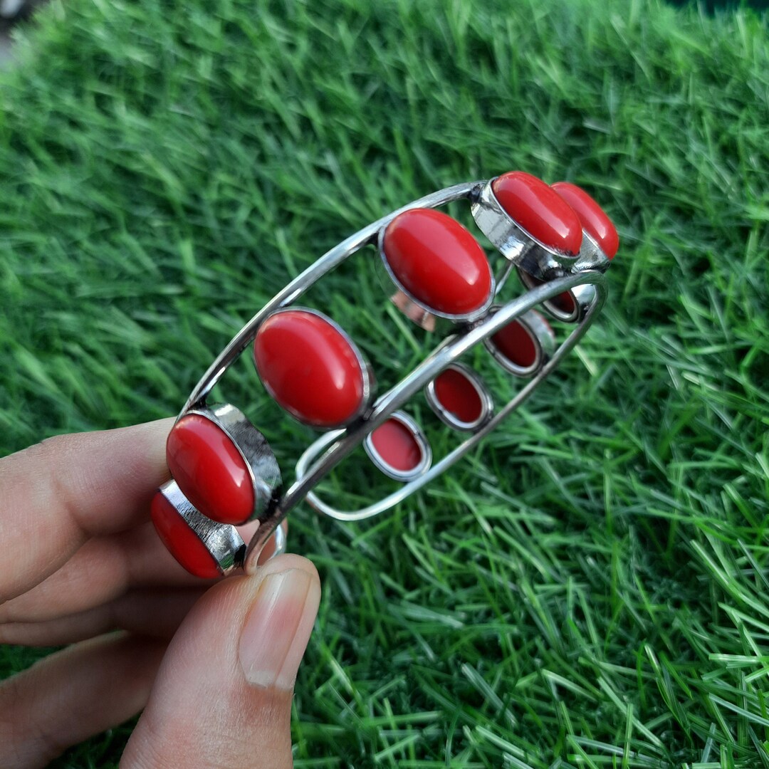 Natural Red Coral Bangle Gemstone Bangle BRACELET Ethnic - Etsy