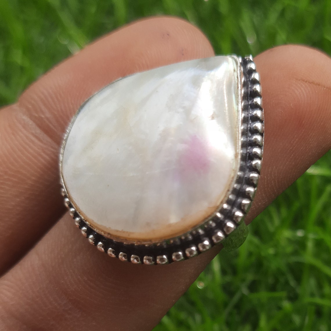 Natural Mother of Pearl Ring Ethnic Jewelry Handmade Gemstone - Etsy