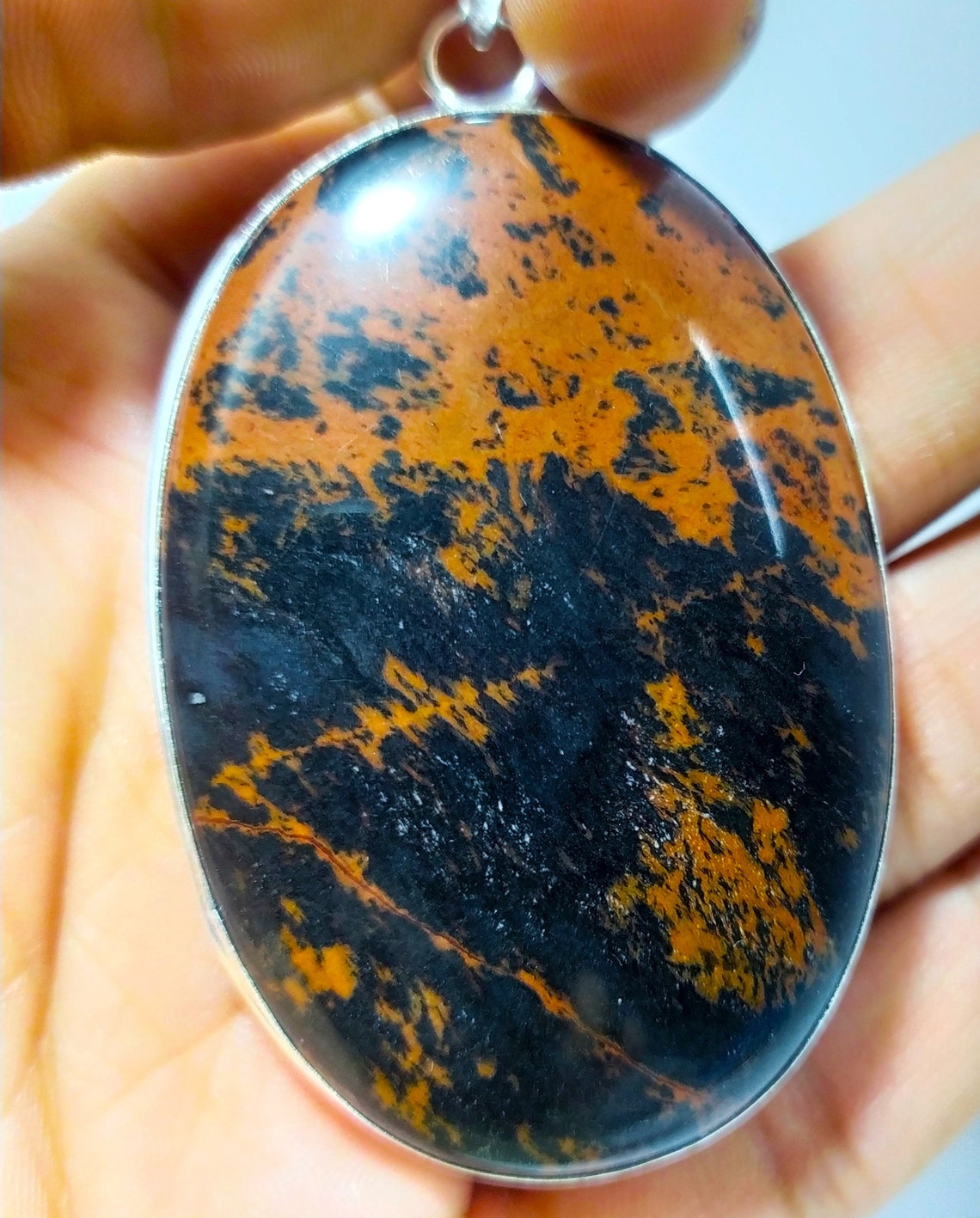 Natural Leopardite Jasper stone pendant Plated stone Pendant | Etsy