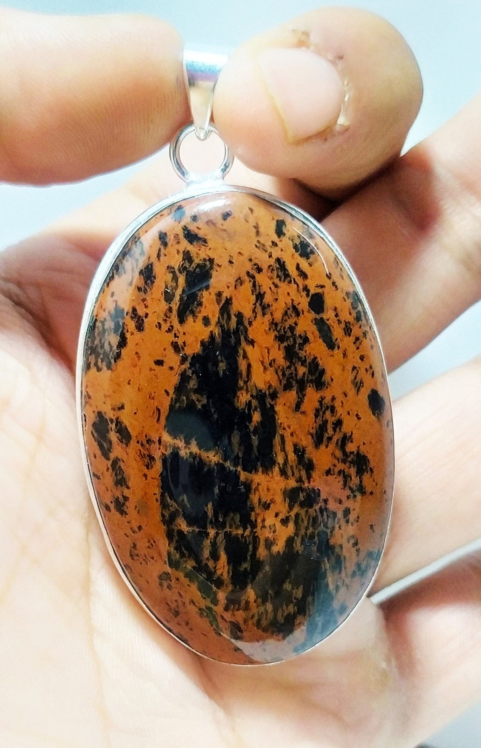 Natural Leopardite Jasper stone pendant Plated stone Pendant | Etsy