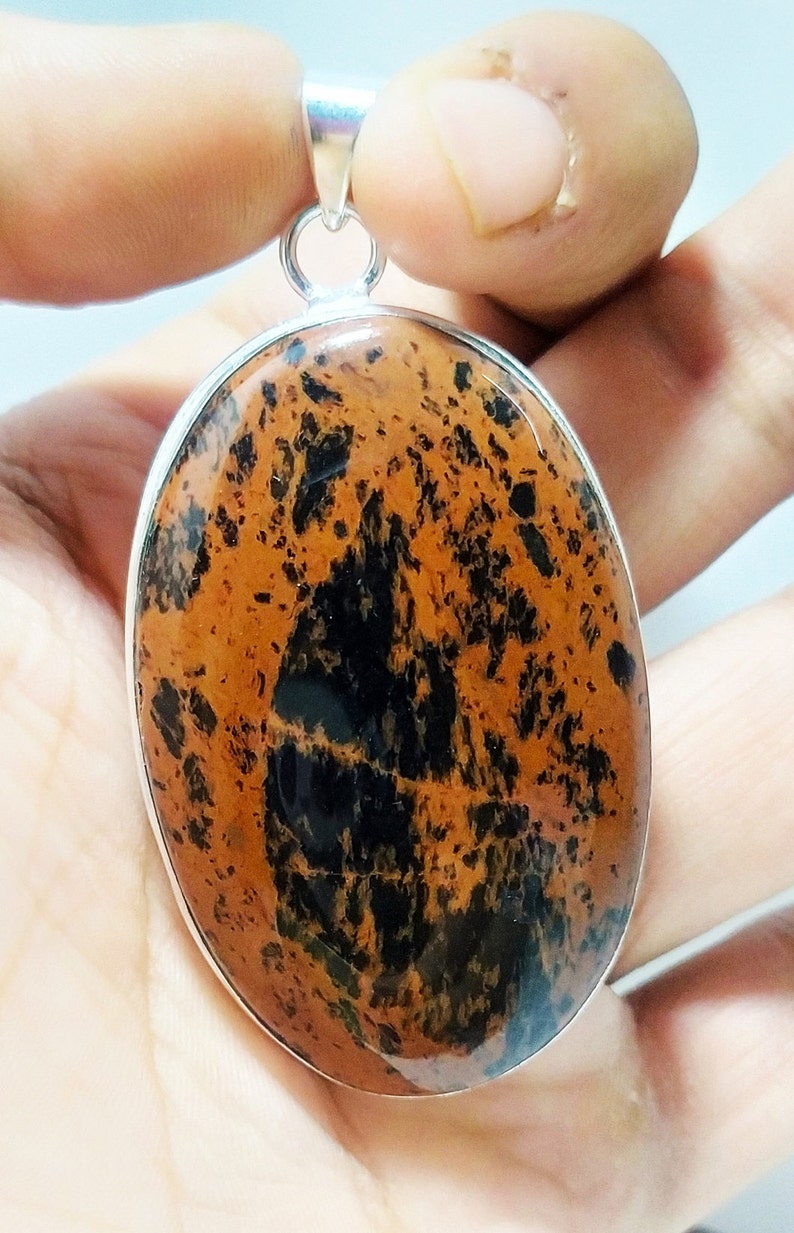 Natural Leopardite Jasper Stone Pendant Plated Stone Pendant - Etsy