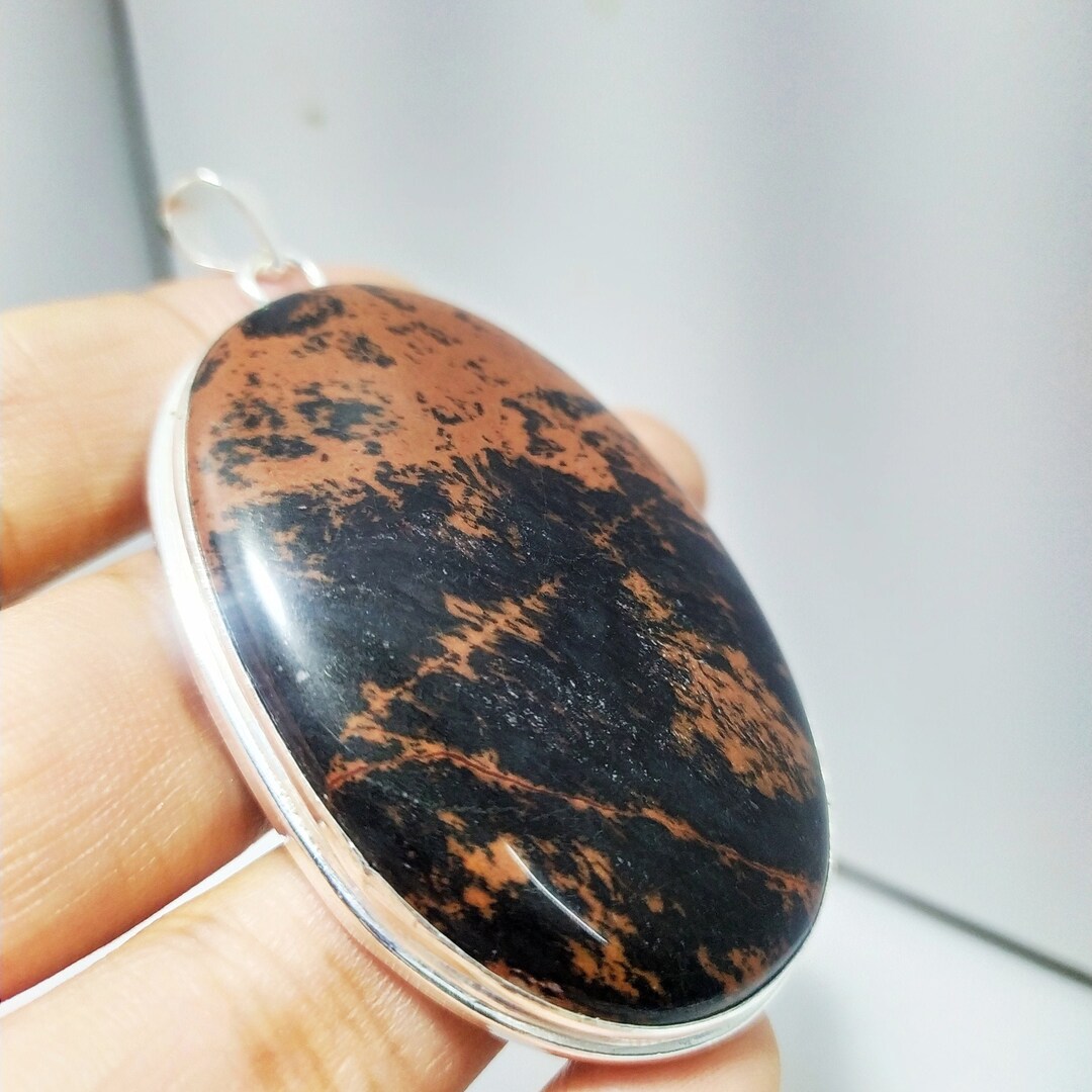 Natural Leopardite Jasper Stone Pendant, Plated Stone Pendant, Stone ...