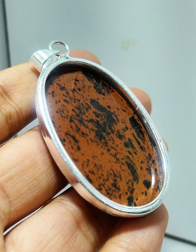 Natural Leopardite Jasper Stone Pendant Plated Stone Pendant - Etsy