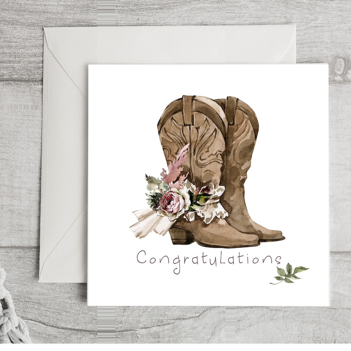 Congratulations Wedding Card Cowboy Boots Cowgirl Rustic - Etsy México