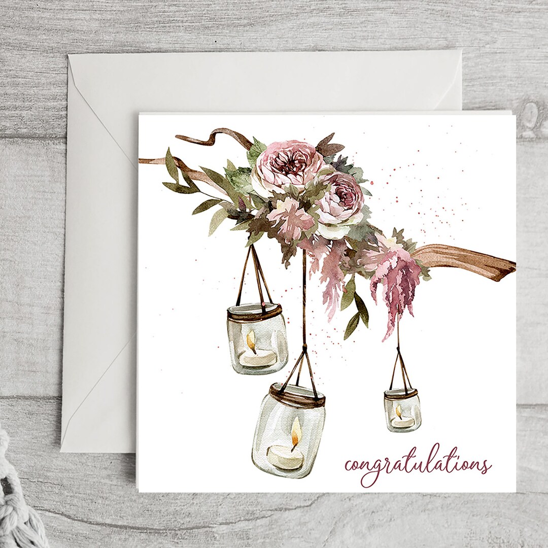 Congratulation Candles Watercolor Card, Spiritual Card, Encouragement ...