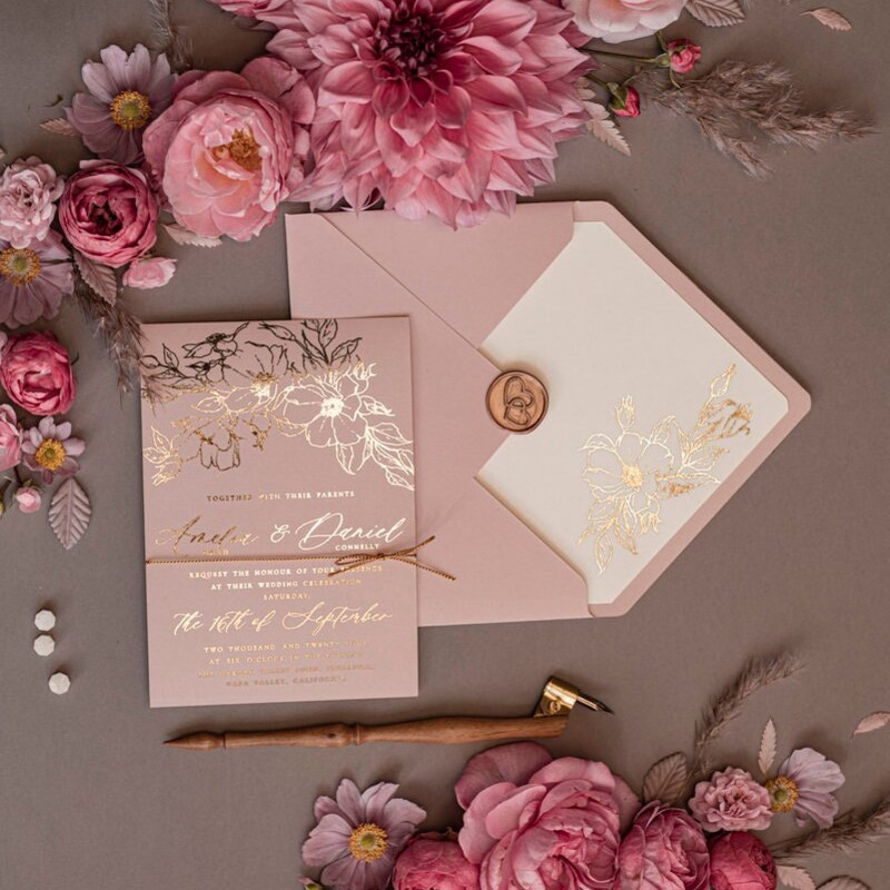 Blush Wedding Invite - Etsy