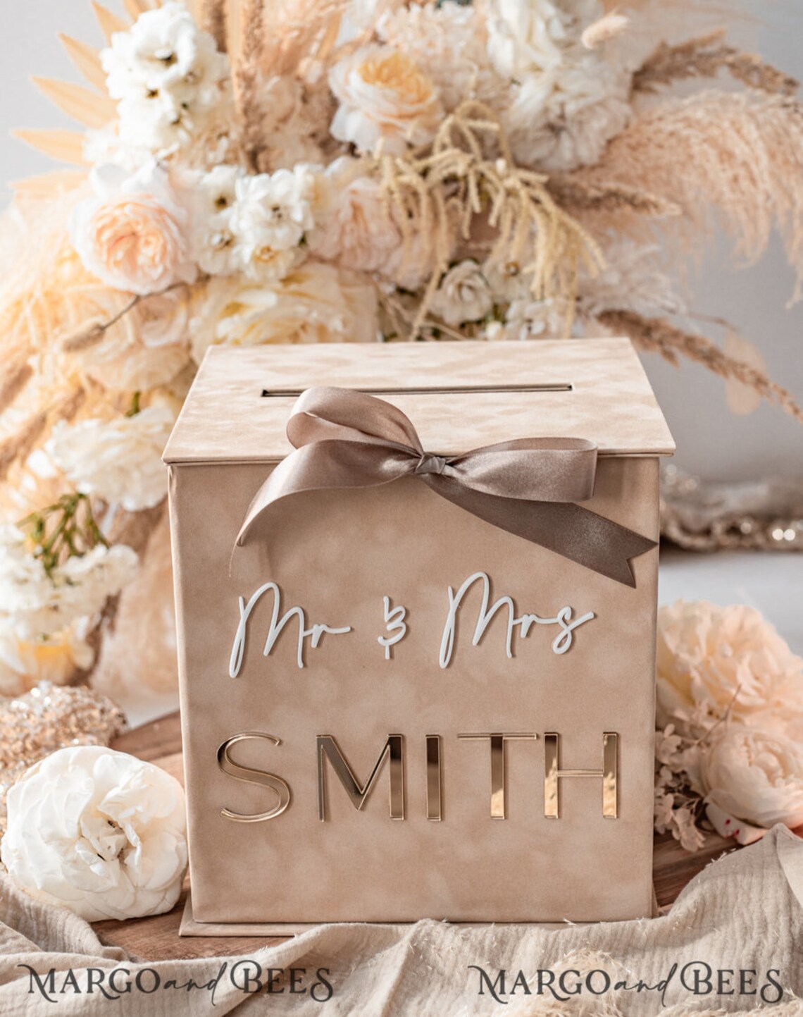 Personalized Wedding Card Box Velvet Gold Gift Card Box - Etsy UK