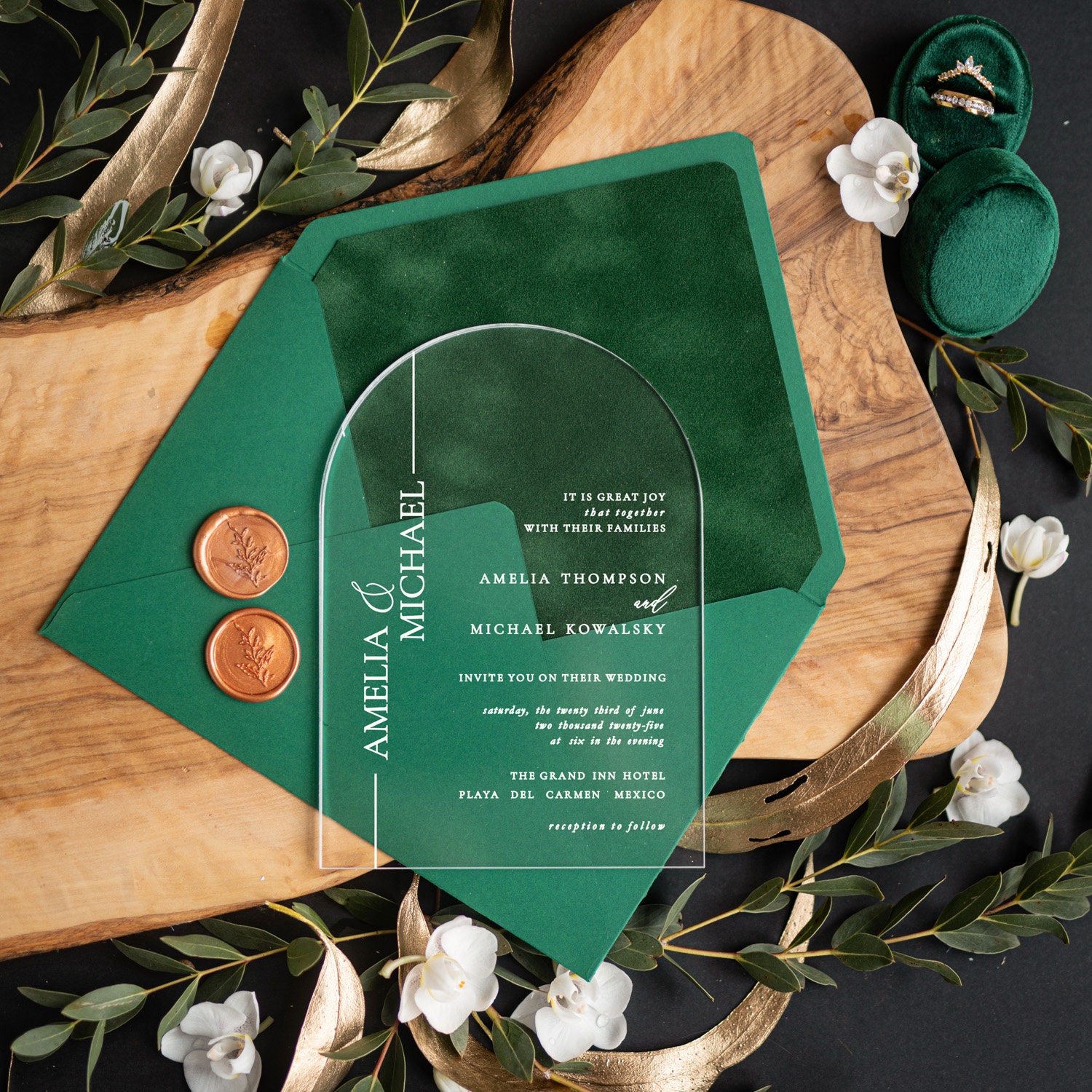 Arch Acrylic Greece Wedding Invitations Luxury Olive Wedding - Etsy