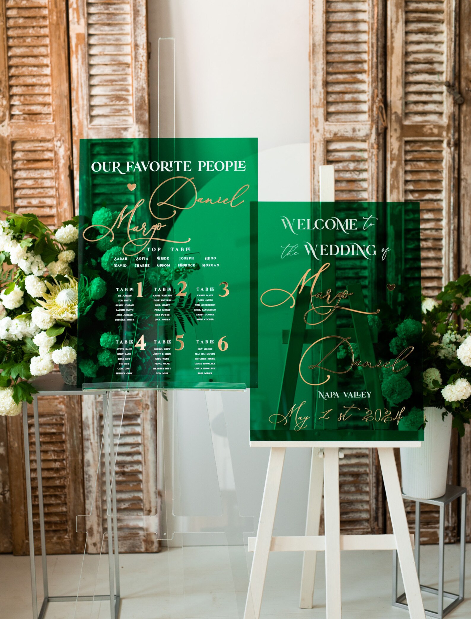 Luxury Green and Gold Wedding Welcome Sign, Emerald Green Acryl Wedding ...