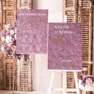 Mauve Velvet & Gold Modern Velvet Seating Chart, 3d Elegant Find Your ...