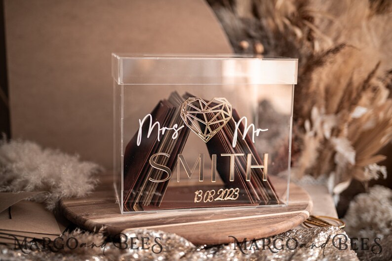 Personalized Wedding Card Box Acrylic Gold Gift Card Box - Etsy