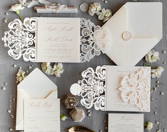 Lace Wedding Invitations - Etsy