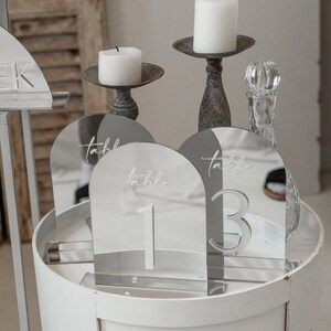 Arch Acrylic Table Numbers Silver Acrylic Sign, Silver Plexi Table ...