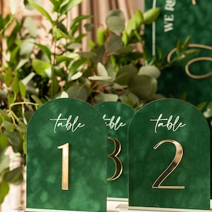 Arch Table Number, Luxury Green Velvet Arched Table Numbers With ...