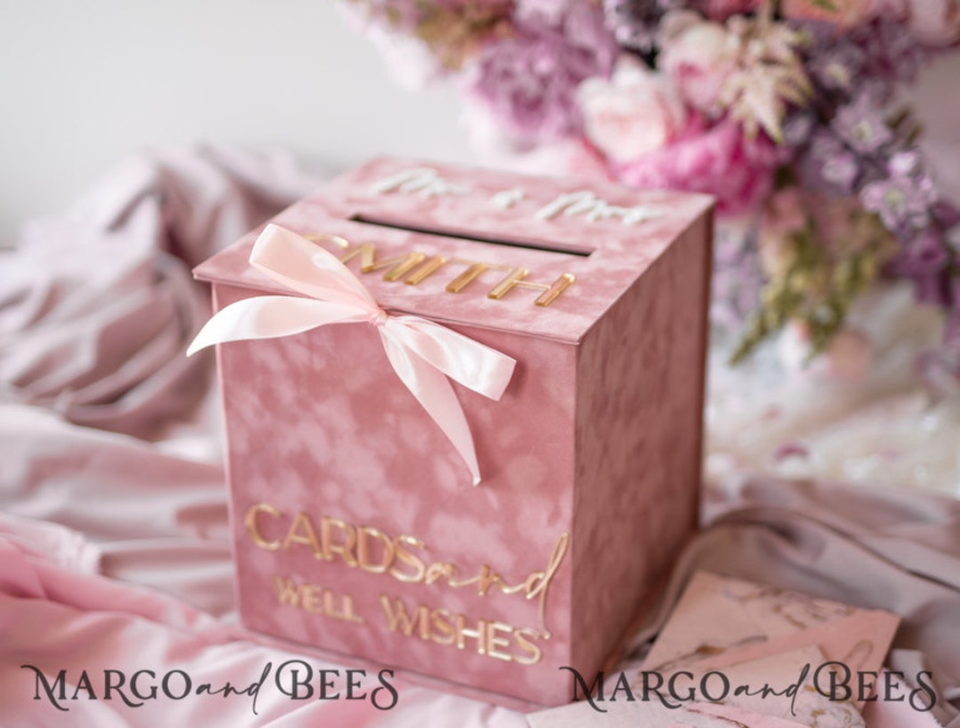 Personalized Wedding Card Box, Velvet Gold Gift Card Box, Wedding ...