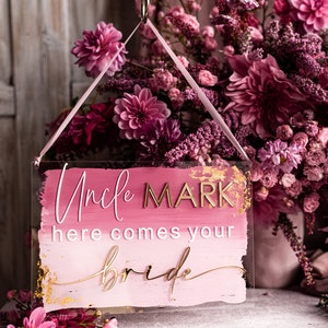 Mauve Acrylic Page Boy Sign, Dusty Rose Clear Flower Girl Sign, Plum ...