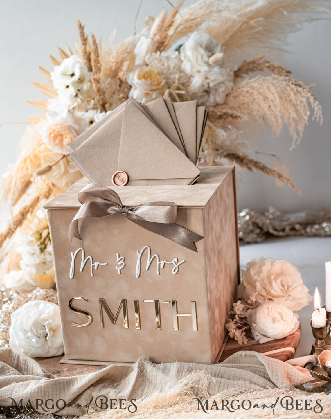 Personalized Wedding Card Box Velvet Gold Gift Card Box - Etsy UK