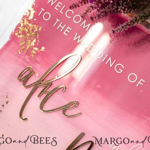 Acrylic Mauve Ombre Wedding Welcome Sign Painted Acrylic Gold Wedding ...