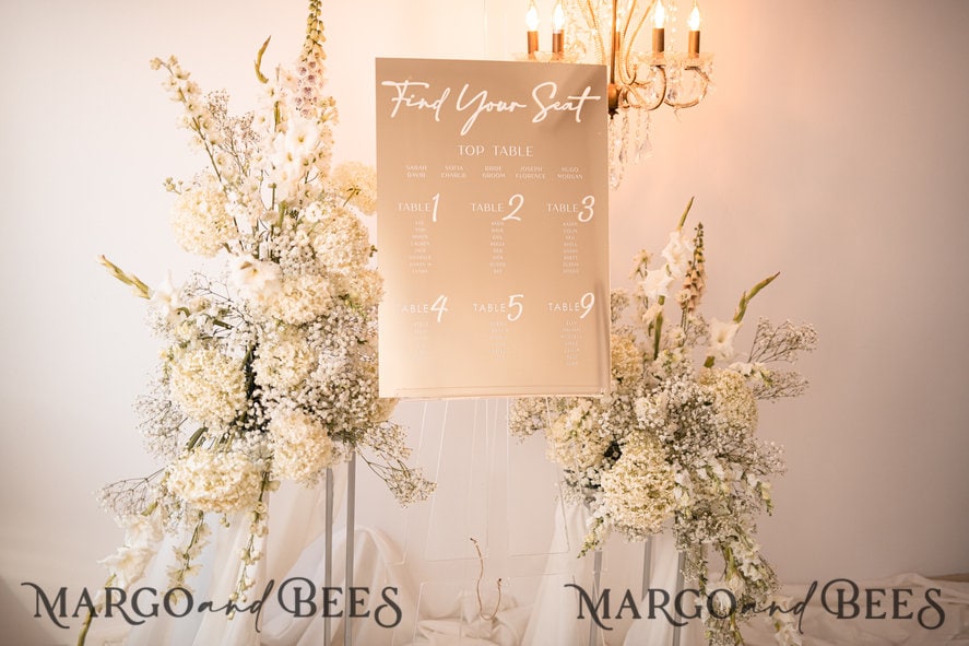 Acrylic Gold Mirror Table Plan, Modern Clear Golden Seating Chart, 3d ...