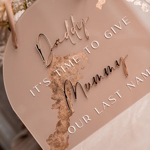 Personalised Arch Acrylic Wedding Page Boy Sign, Beige Gold Acrylic ...