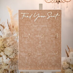 Beige Velvet and Gold Modern Velvet Seating Chart, 3d Elegant Find Your ...