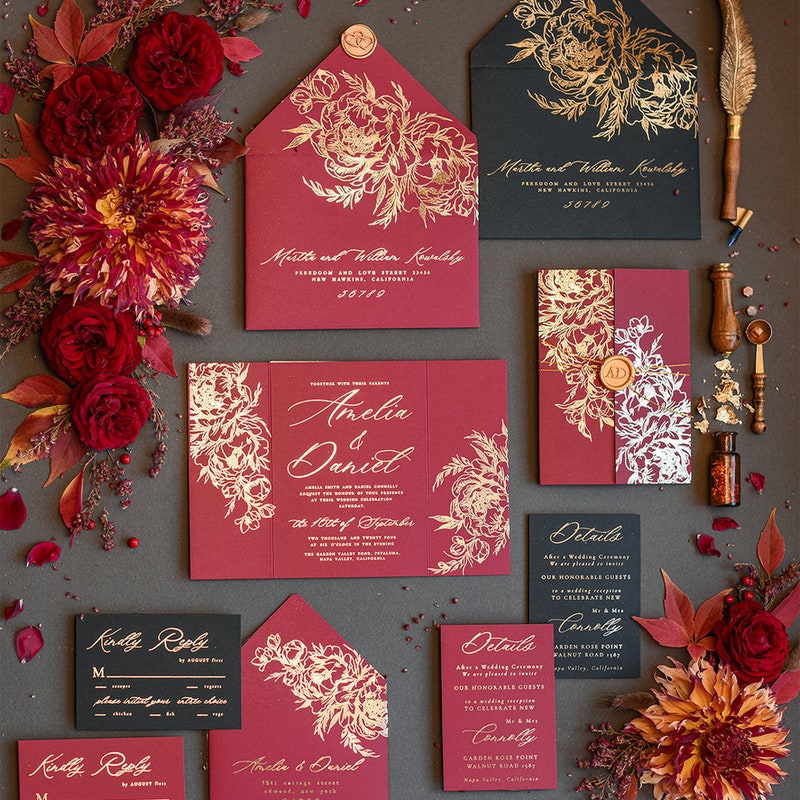 Gold Wedding Invite - Etsy