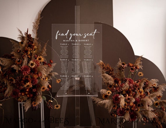 Acrylic Clear Wedding Table Plan Sign Modern Transparent - Etsy