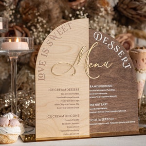 Wood Half Arch Dessert Menu, Rustic Wooden Candy Bar Sign, Gold Plexi ...
