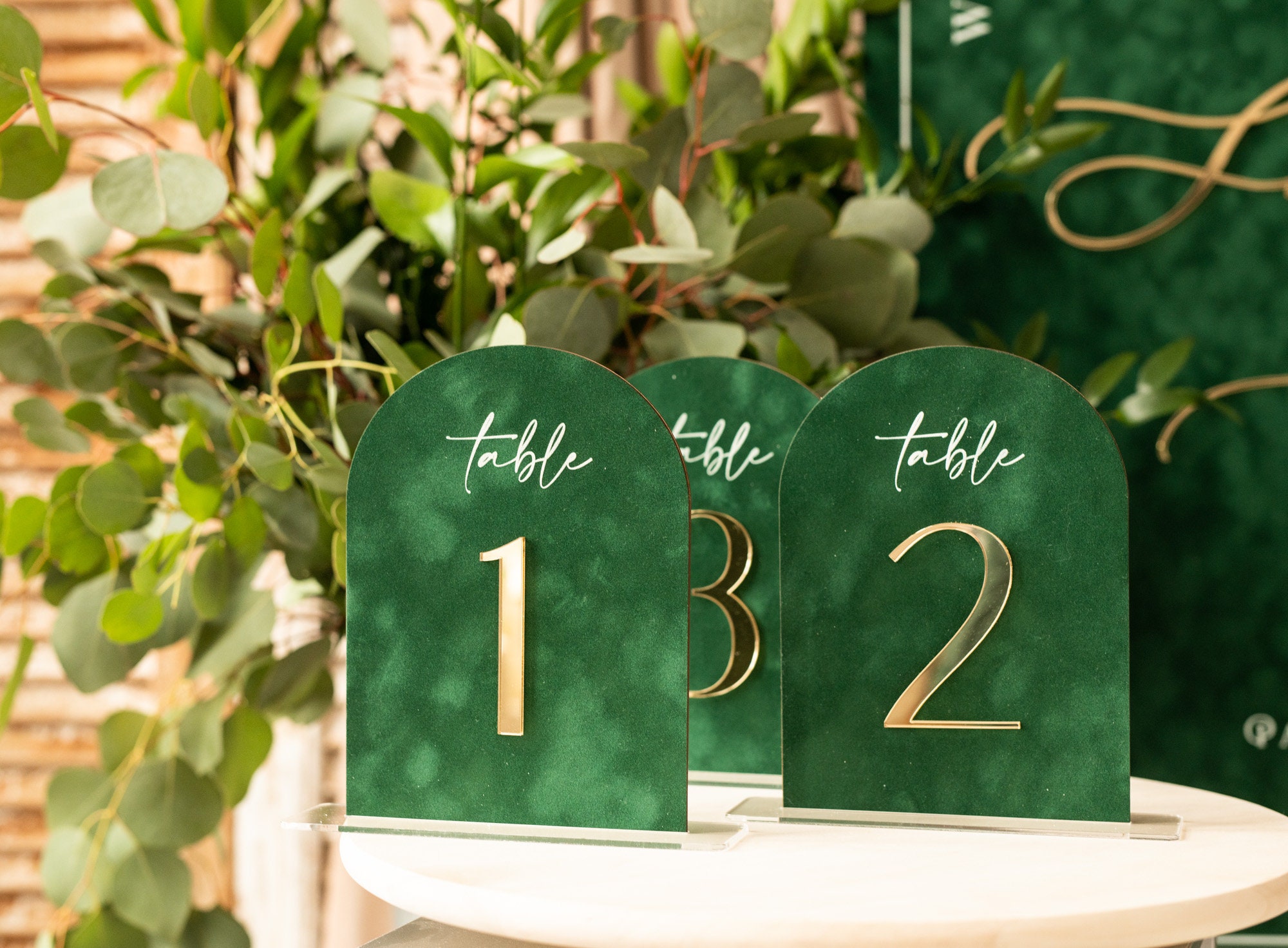 Arch Table Number, Luxury Green Velvet Arched Table Numbers With ...